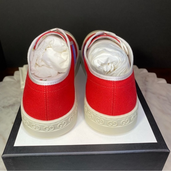 Gucci | Shoes | Gucci Red Canvas Striped Fruit Low Top Sneaker Nwt ...